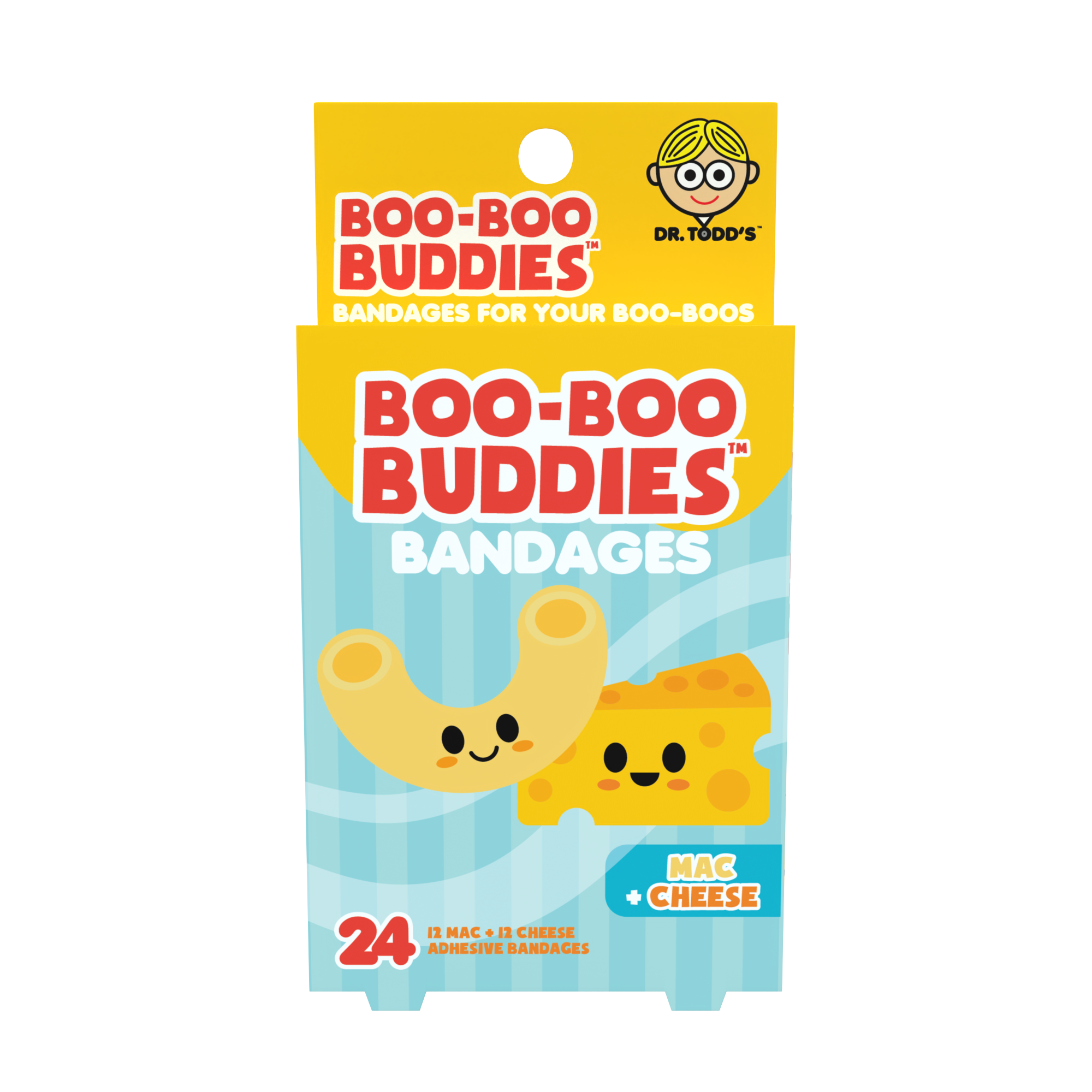 Mac & Cheese Bandages for Kids – Waterproof, Latex-Free, 24 Count – Boo ...